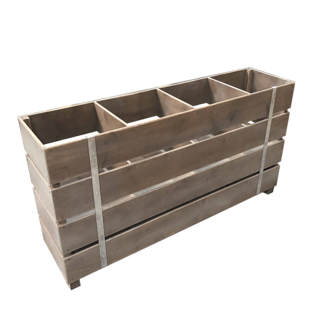 Static Rustic Brown 4 Bin Impulse Merchandise Display Stand | Ligneus