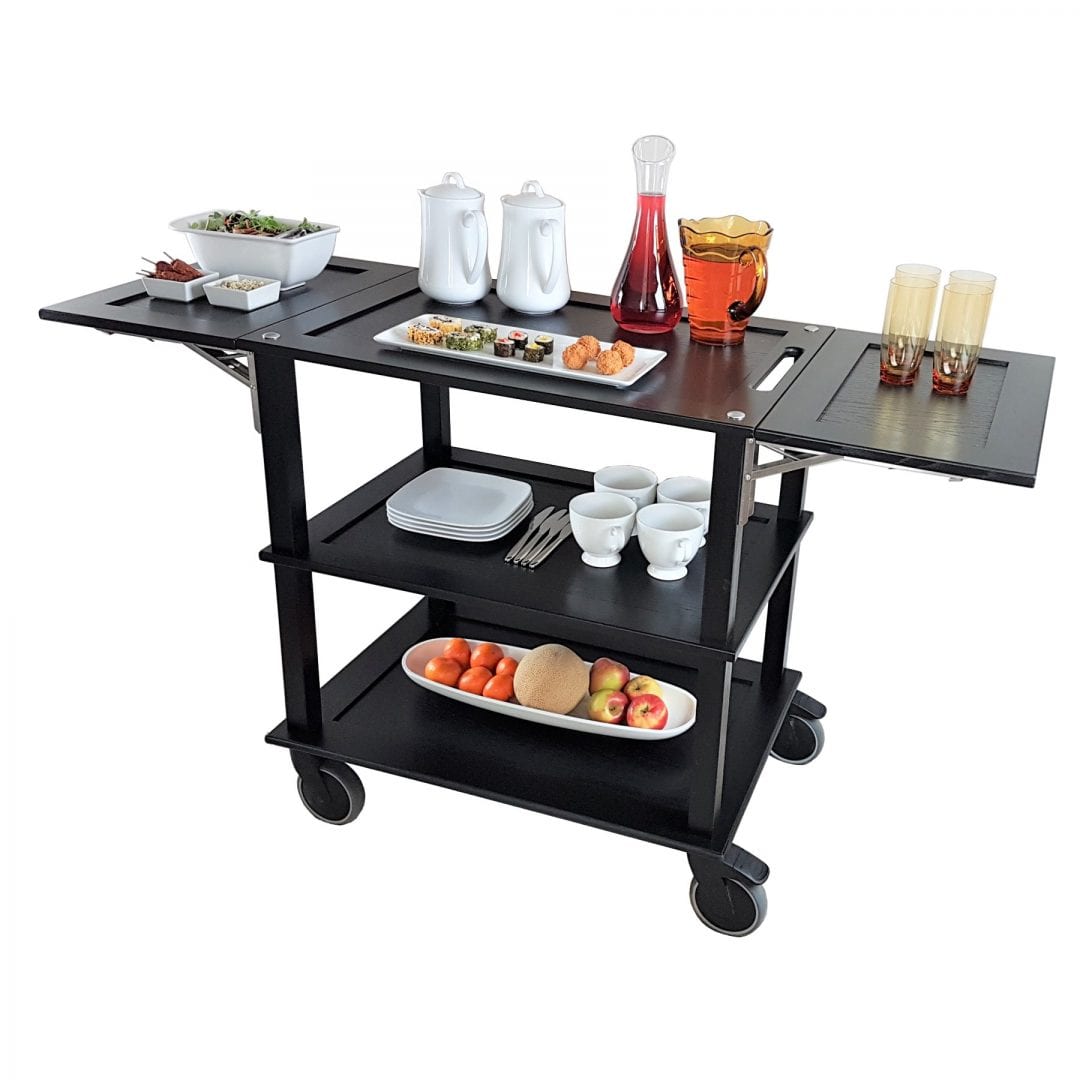Burford Black Oak Drop Leaf Catering Trolley | Ligneus UK