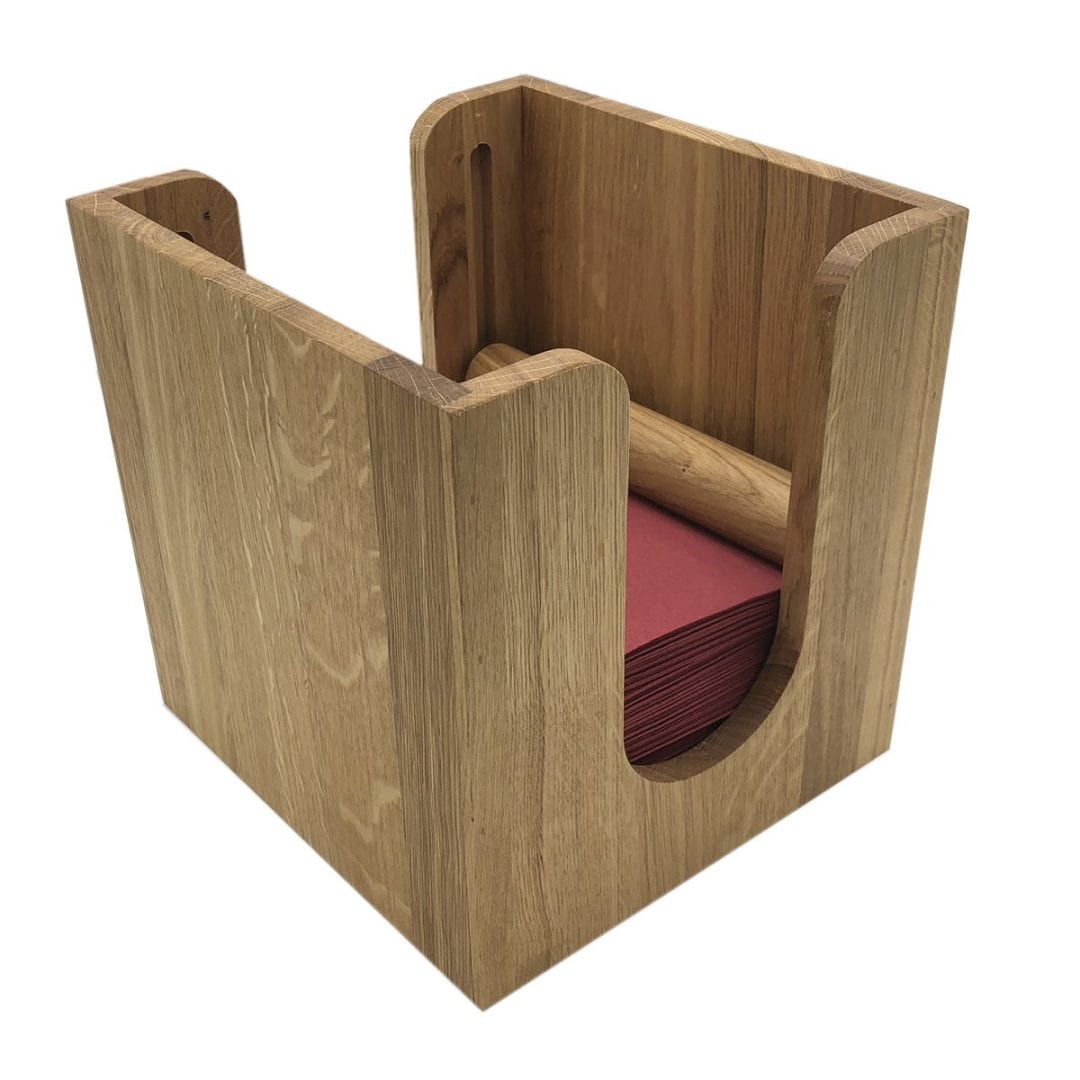 Oak Napkin Dispenser with Rollers 225x236x240 | Beauty & Functionality