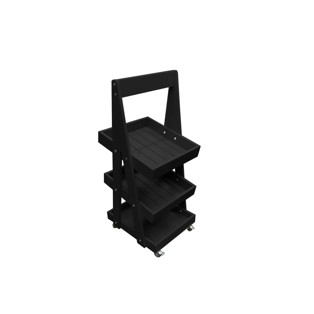Mobile Black 3-Tier Slanted Wooden A-Frame Display Stand