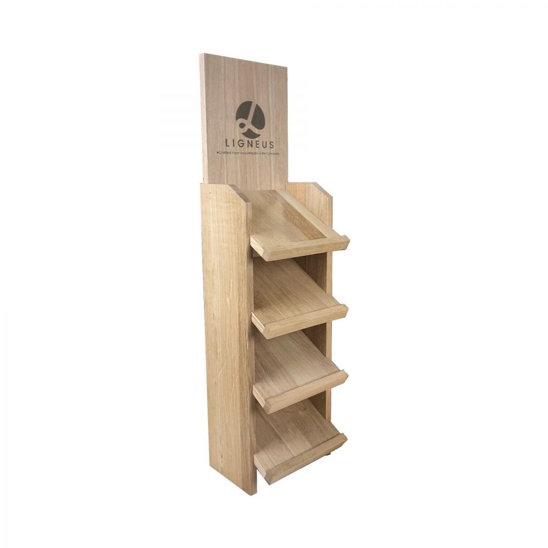 Oak Slanted 4-Tier Display Stand 167x190x700 | Quality Display Stands