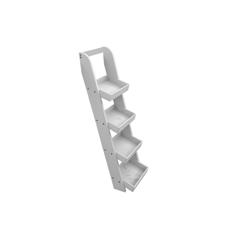 White Slim 4-Tier Slanted Tray Wall Ladder Display Stand | Ligneus UK
