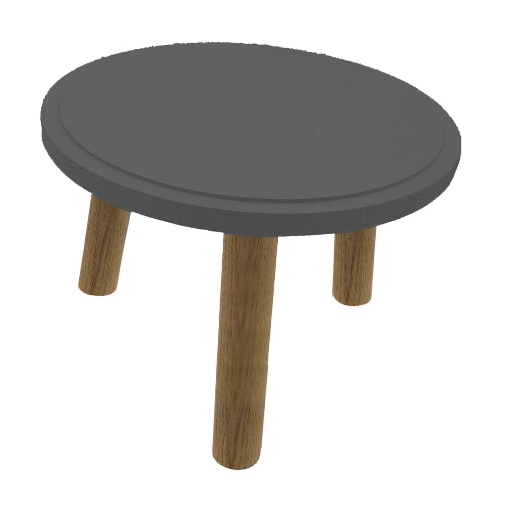 Amberley grey Topped Oak Milking Stool 290Dx210 | Colourful Displays