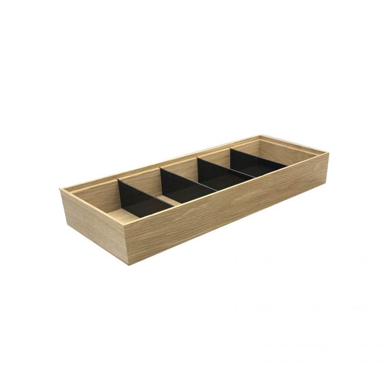 Plain Natural Oak Partitioned Stacker Box 450x179x60 | Ligneus