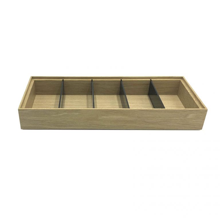 Plain Natural Oak Partitioned Stacker Box 450x179x60 | Ligneus