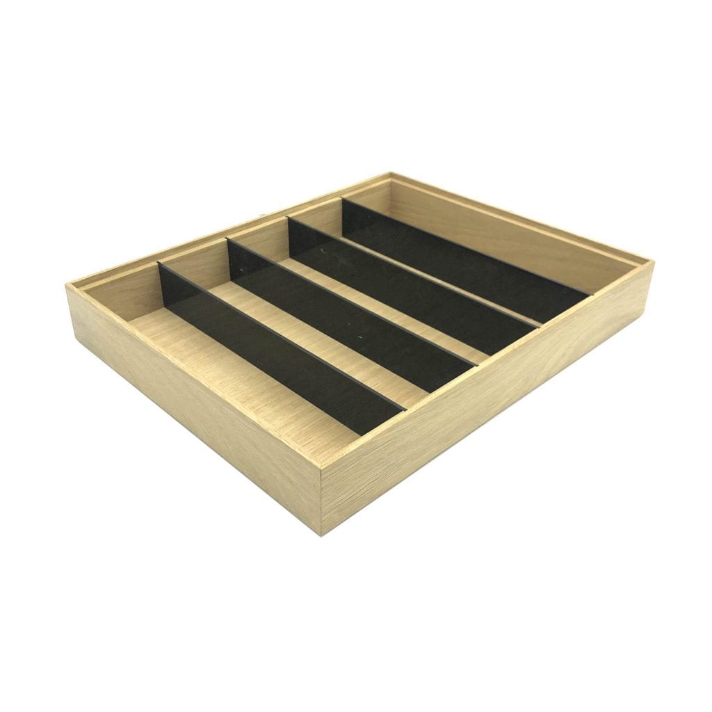 Plain Natural Oak Partitioned Stacker Box 450x360x60 | Ligneus