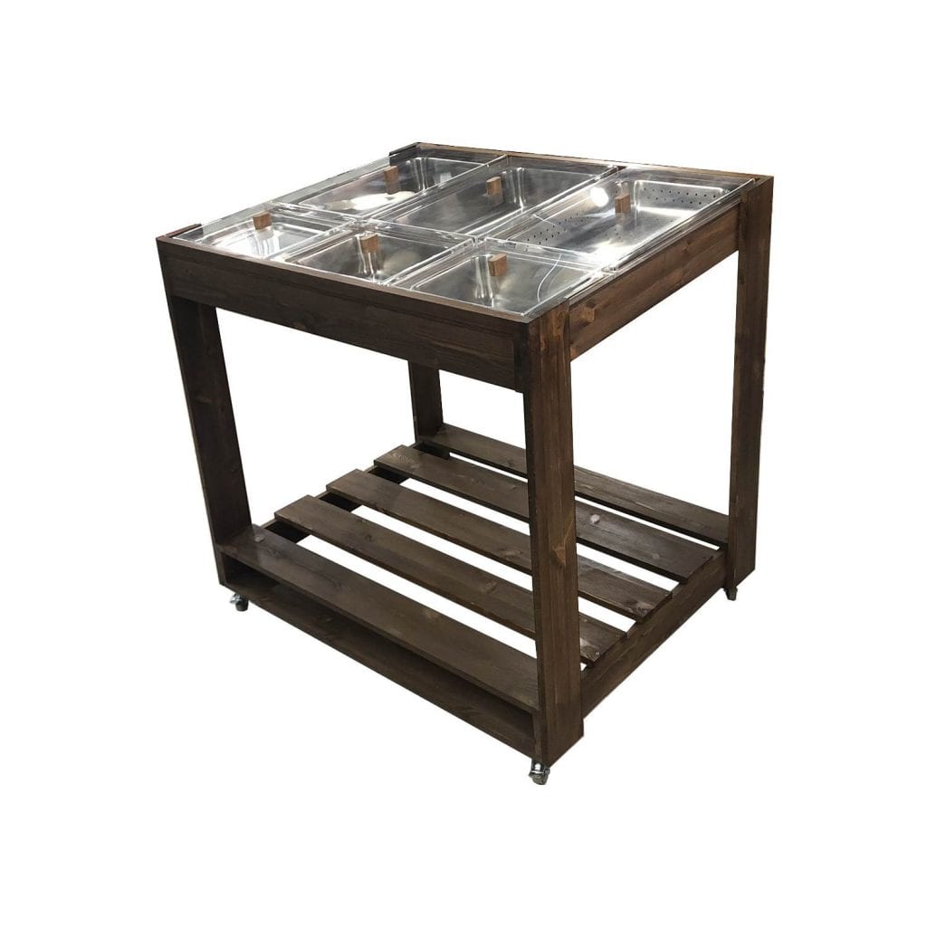 Mobile Rustic Brown Pine Buffet Bar | Mobile & Outdoor Catering