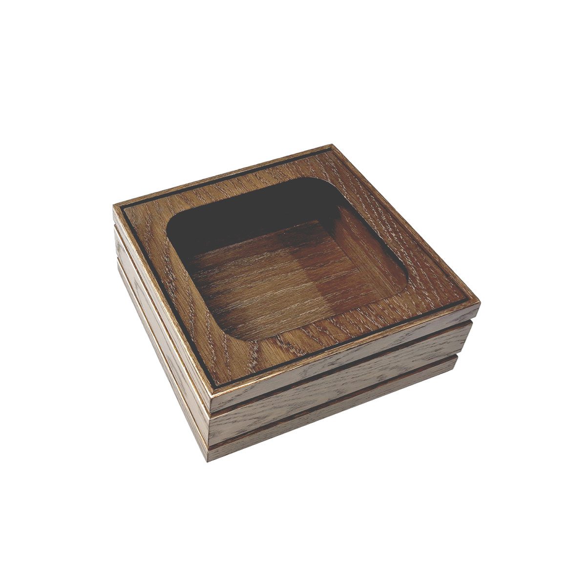 B1/6 Ribbed Dark Brown Oak Trolley Stacker Box