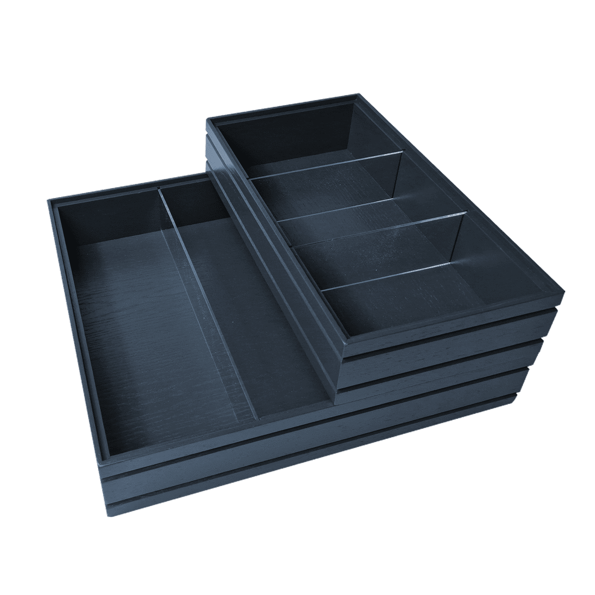 B2/3 Ribbed Amberley Grey Oak Trolley Partitioned Stacker Box