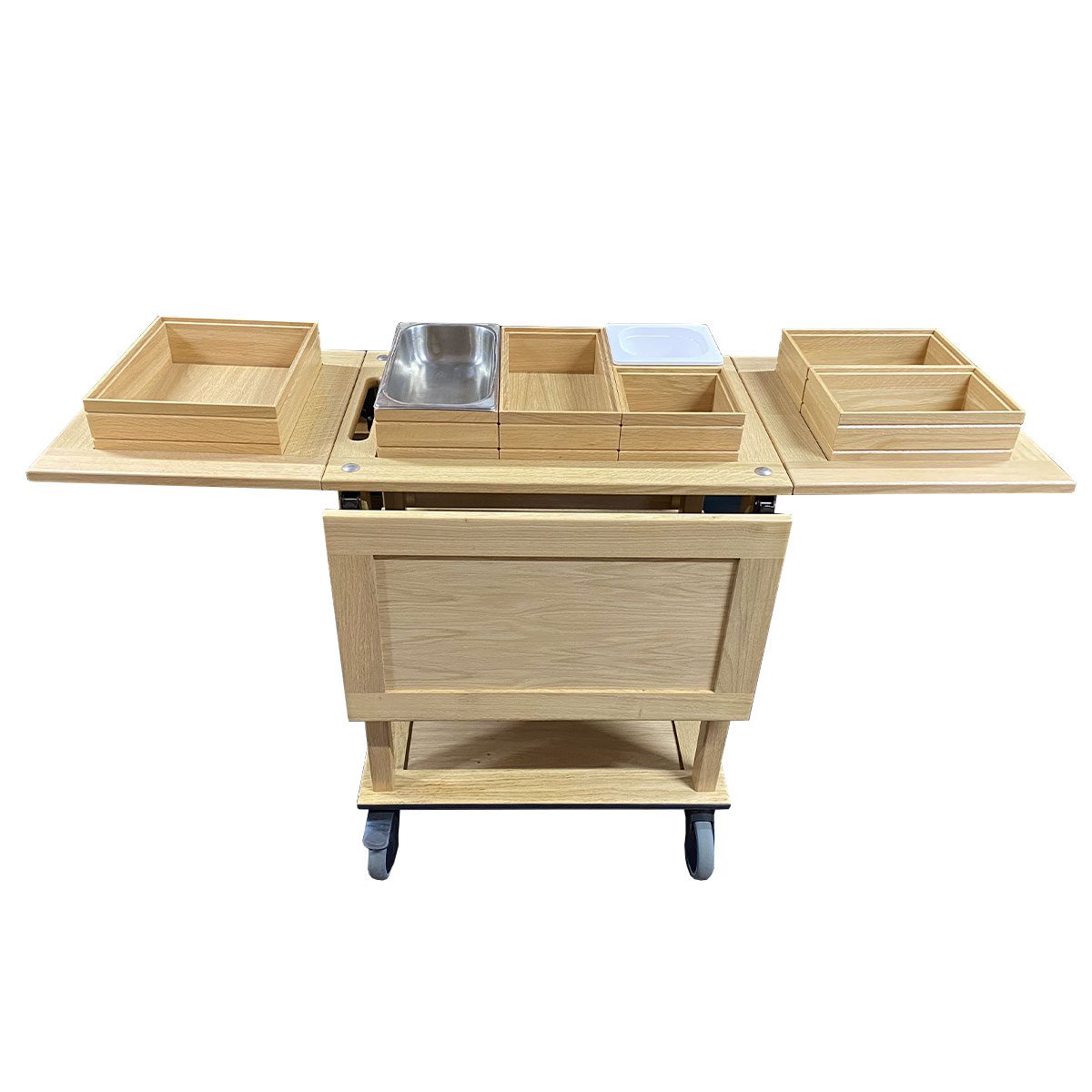 Burford GN11 Island Trolley GN1/2 Drop Leaves Natural | Ligneus UK